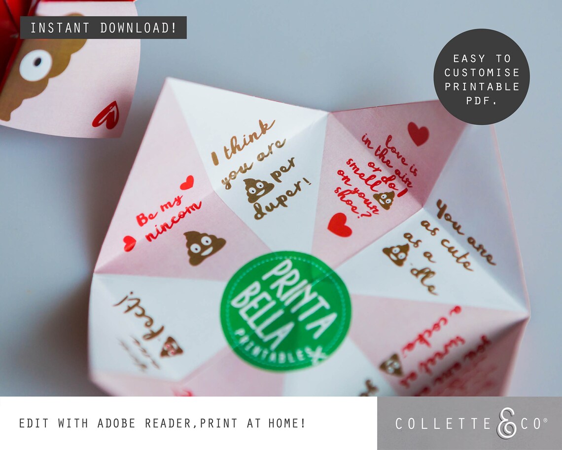 POOP EMOJI Paper Fortune Teller Paper Origami Fortune Teller Kids Paper ...