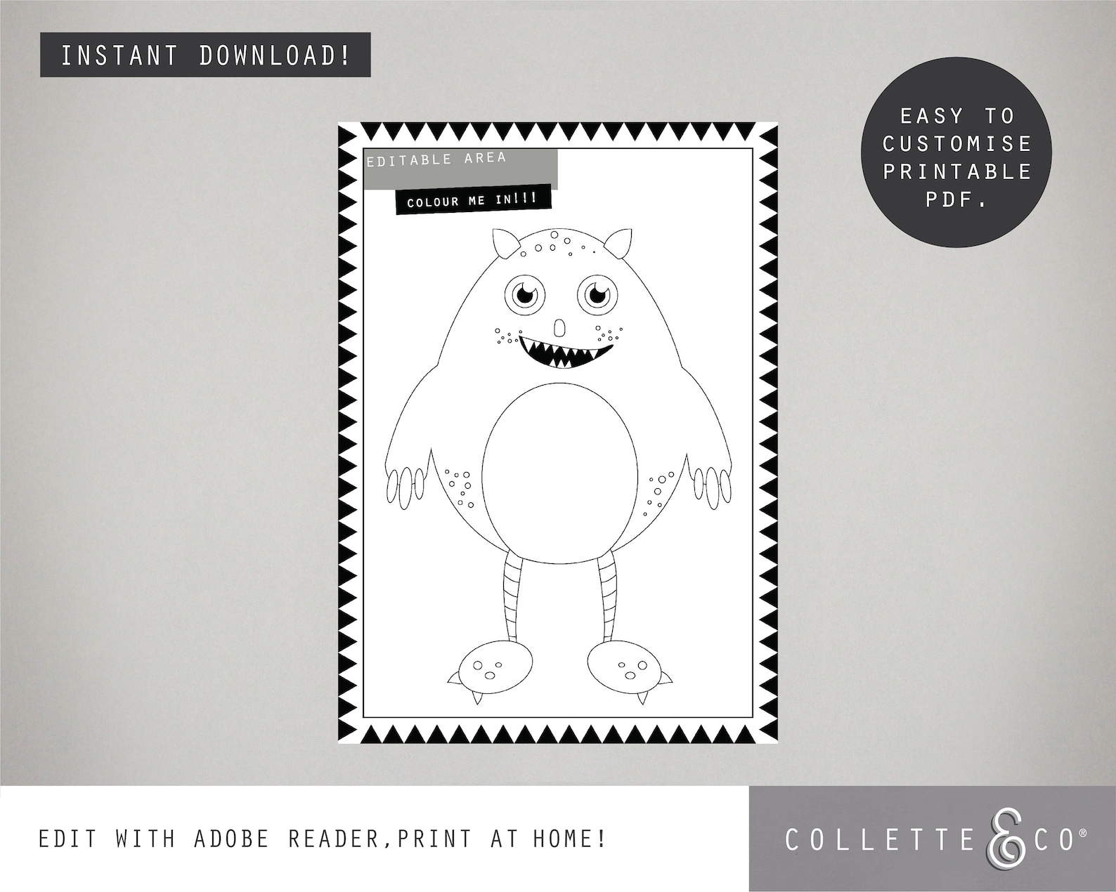 MONSTERS Activity Sheets for Kids Party Entertainment Editable Coloring ...