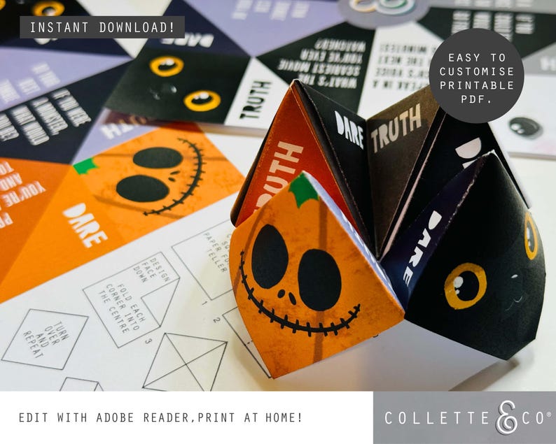 Halloween Fortune Teller Printable – Editable Truth or Dare Cootie ...