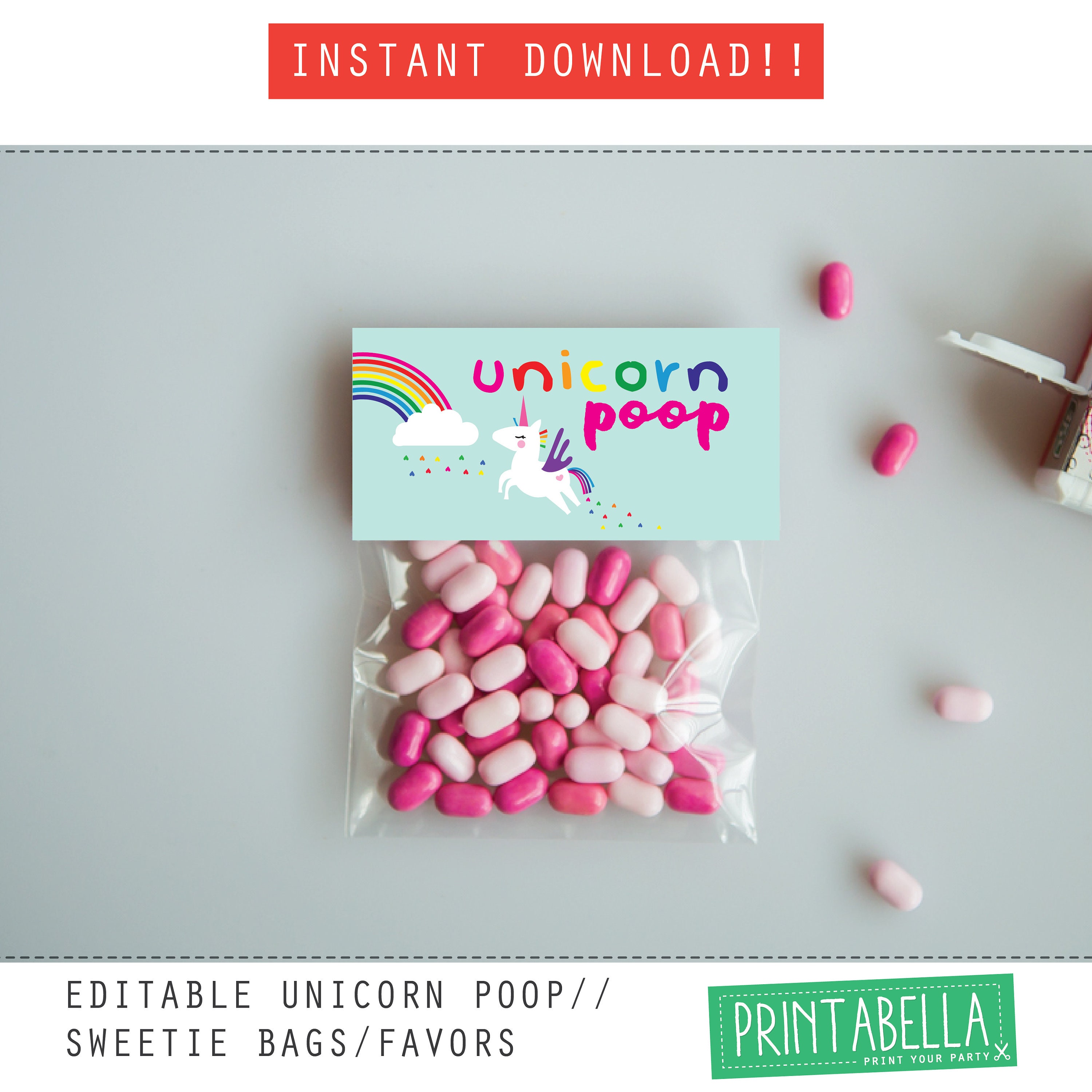 Editable Rainbow Unicorn Poop Rainbow Unicorn Printables Rainbow ...