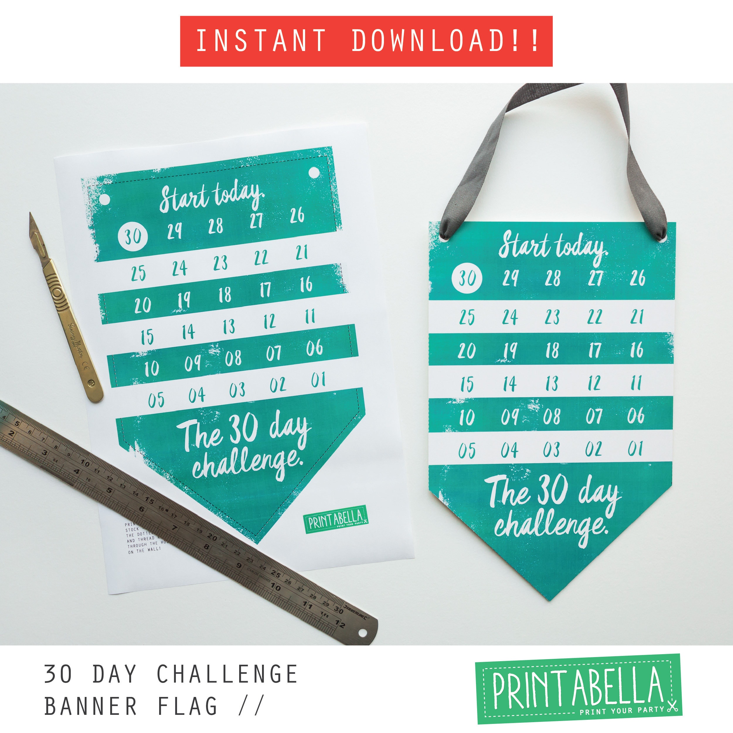 30 DAY CHALLENGE Printable Chart 30 Day Goals Habbit Tracker - Etsy