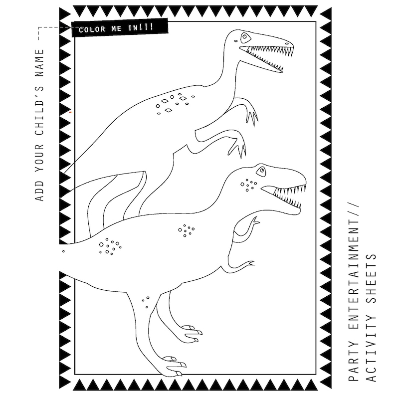 Printable Dinosaur Activity Sheets Party Entertainment Coloring Sheet ...