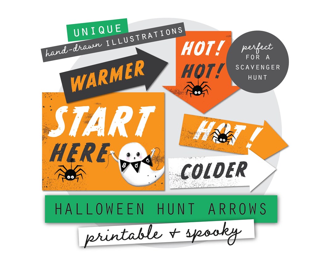 Printable Halloween Hunt Arrows | Trick or Treat Scavenger Game Clues ...