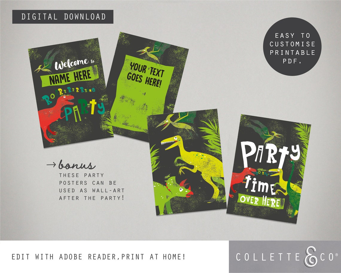 Printable Dinosaur Party Pack Dinosaur Party Printables Dinosaur ...
