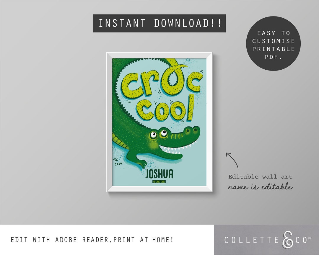 CROC COOL Animal Affirmation Digital Wall Art Editable - Etsy