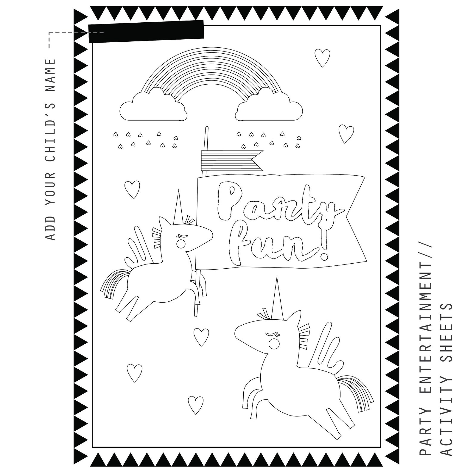 Rainbow Unicorn Activity Sheets for Kids Party Entertainment Coloring ...