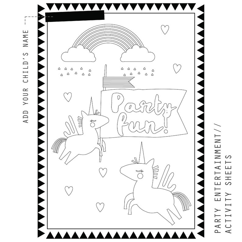 Rainbow Unicorn Activity Sheets for Kids Party Entertainment Coloring ...