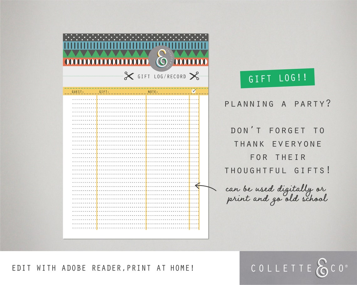 Printable Gift Log Instant download Gift tracker for Kids - Etsy España