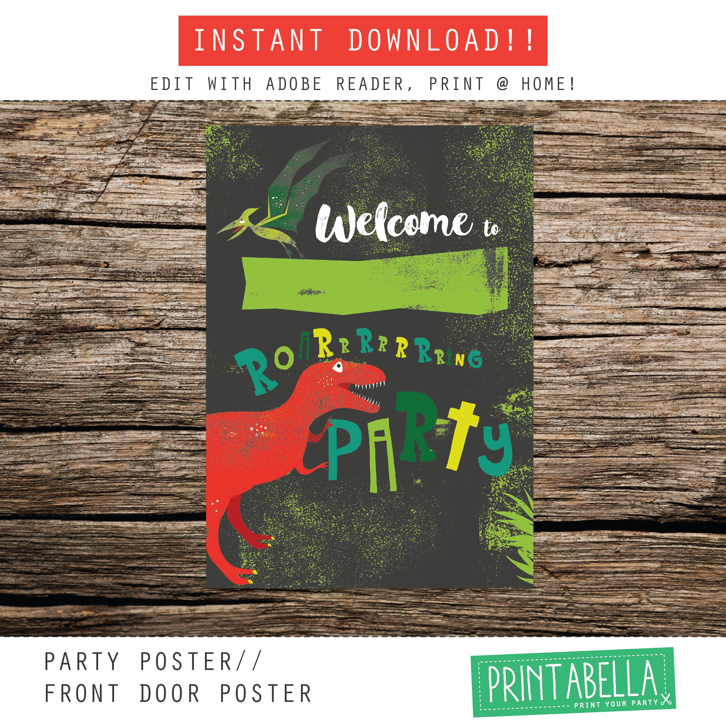 Dinosaur Party Poster Editable Party Posters Customize Party Posters ...
