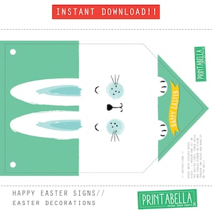 EASTER DECOR Printables Cute Easter Decorations Printable Banner Flags ...