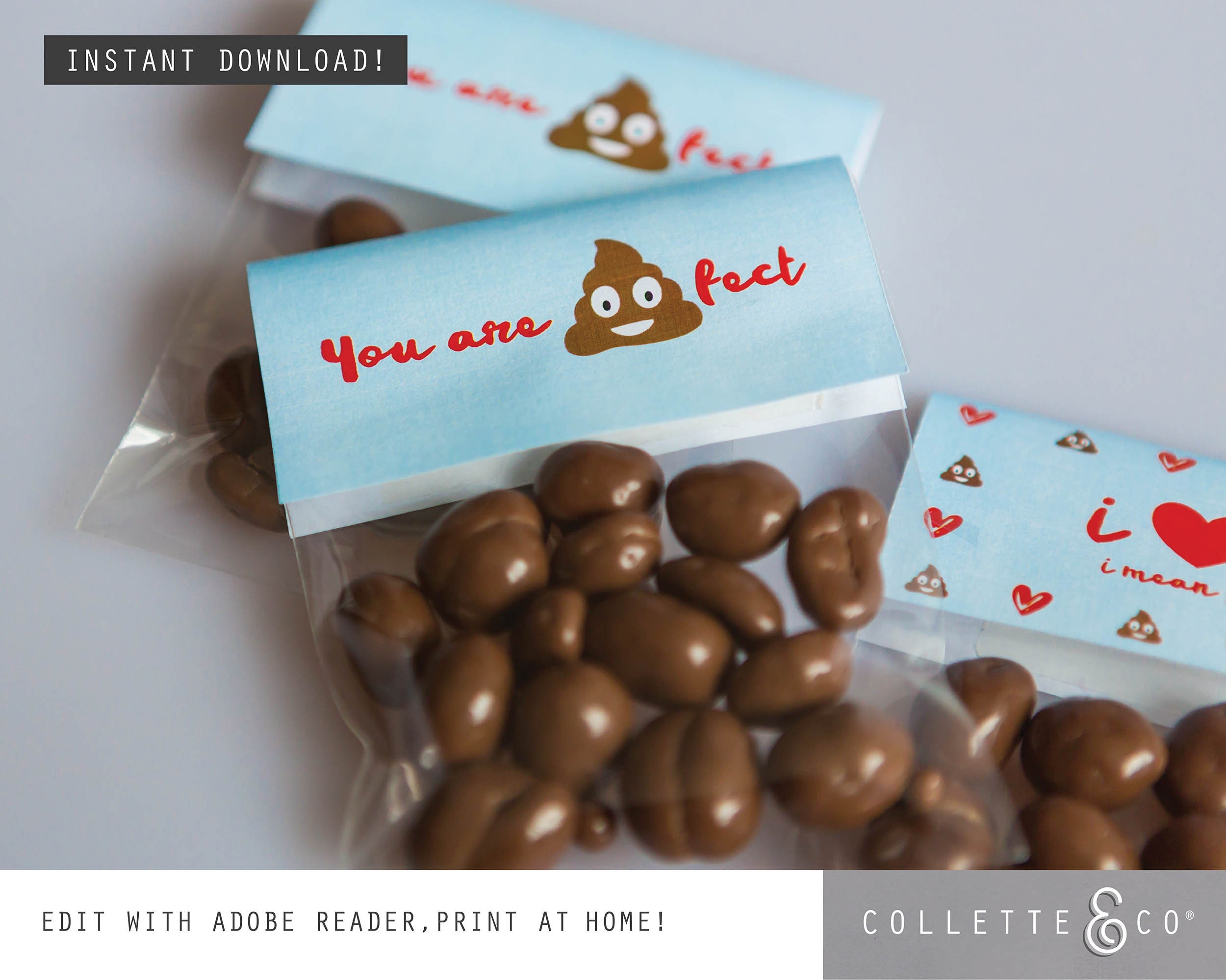 VALENTINES DAY Emoji Poop Favors Valentines Cupid Poo Sweetie Bags Who ...
