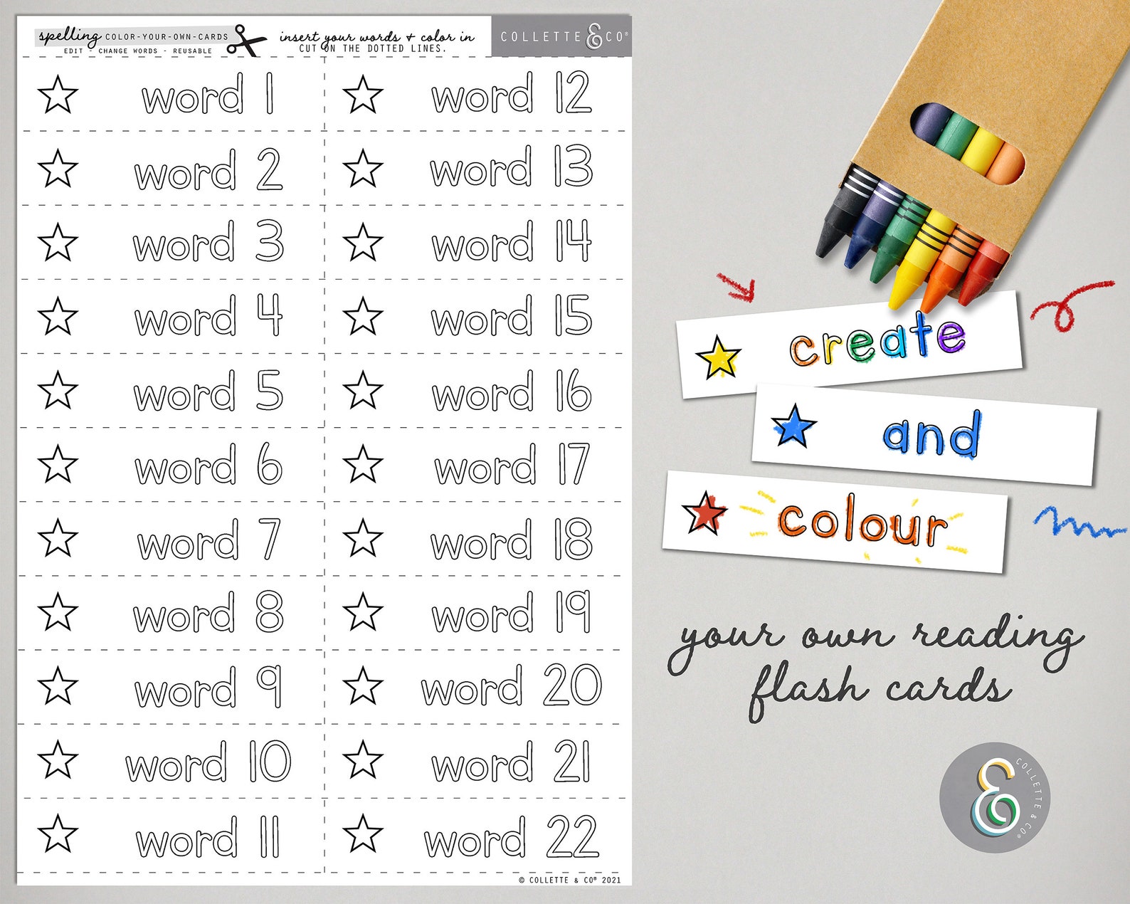 Printable Flashcards for Kids DIY Flash Cards Editable - Etsy