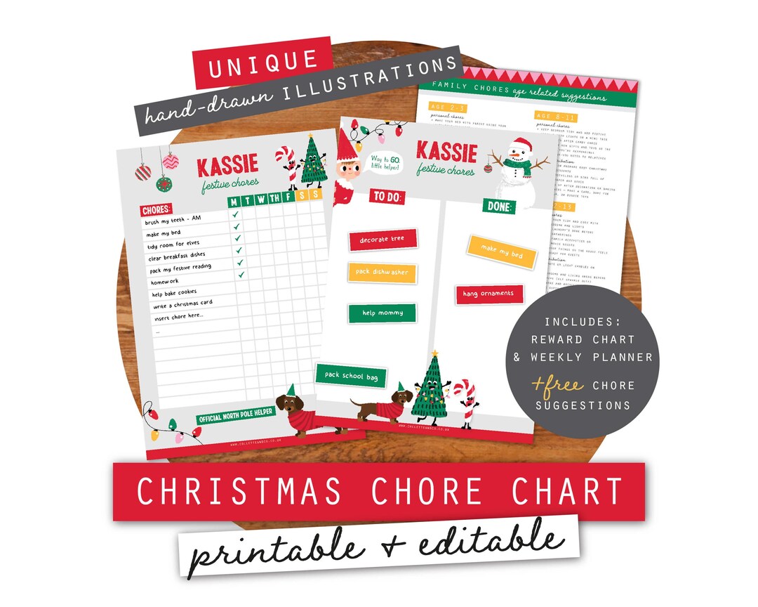 Christmas Chore Chart Printable | Kids Festive Chores | Editable PDF ...