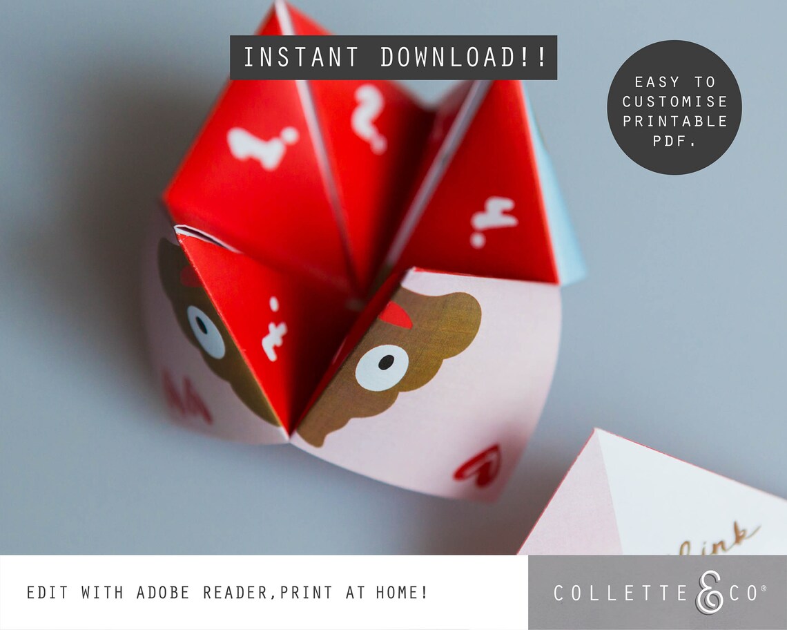 POOP EMOJI Paper Fortune Teller Paper Origami Fortune Teller Kids Paper ...