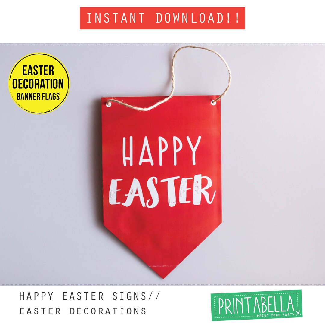 EASTER DECOR Printables Cute Easter Decorations Printable Banner Flags ...