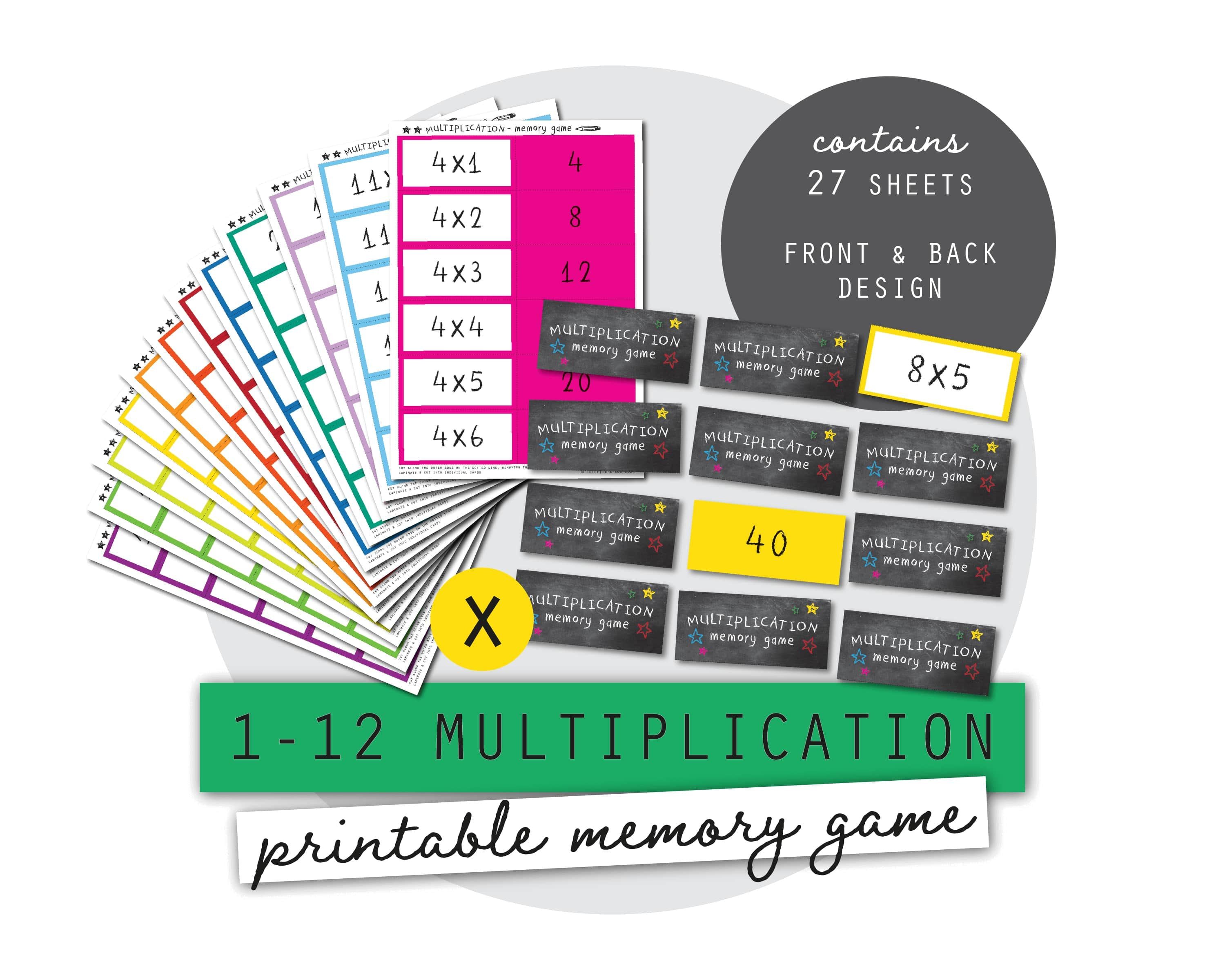 Multiplication Memory Game Printable | X2 – X12 Facts | Fun Math ...