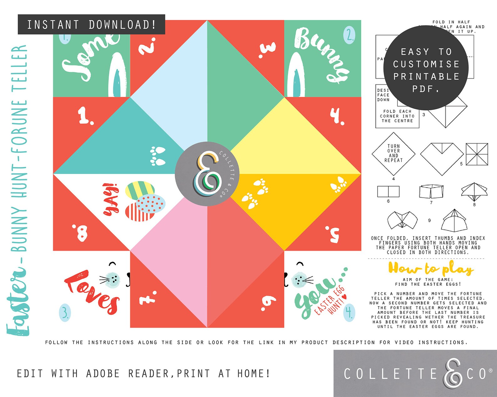 EASTER BUNNY Fortune Teller Origami Easter Cookie Catcher SOME Bunny ...