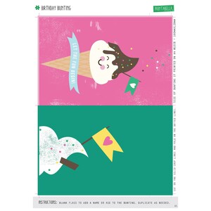 ICE CREAM Bunting Instant Download Party Printables Editable Ice-cream ...