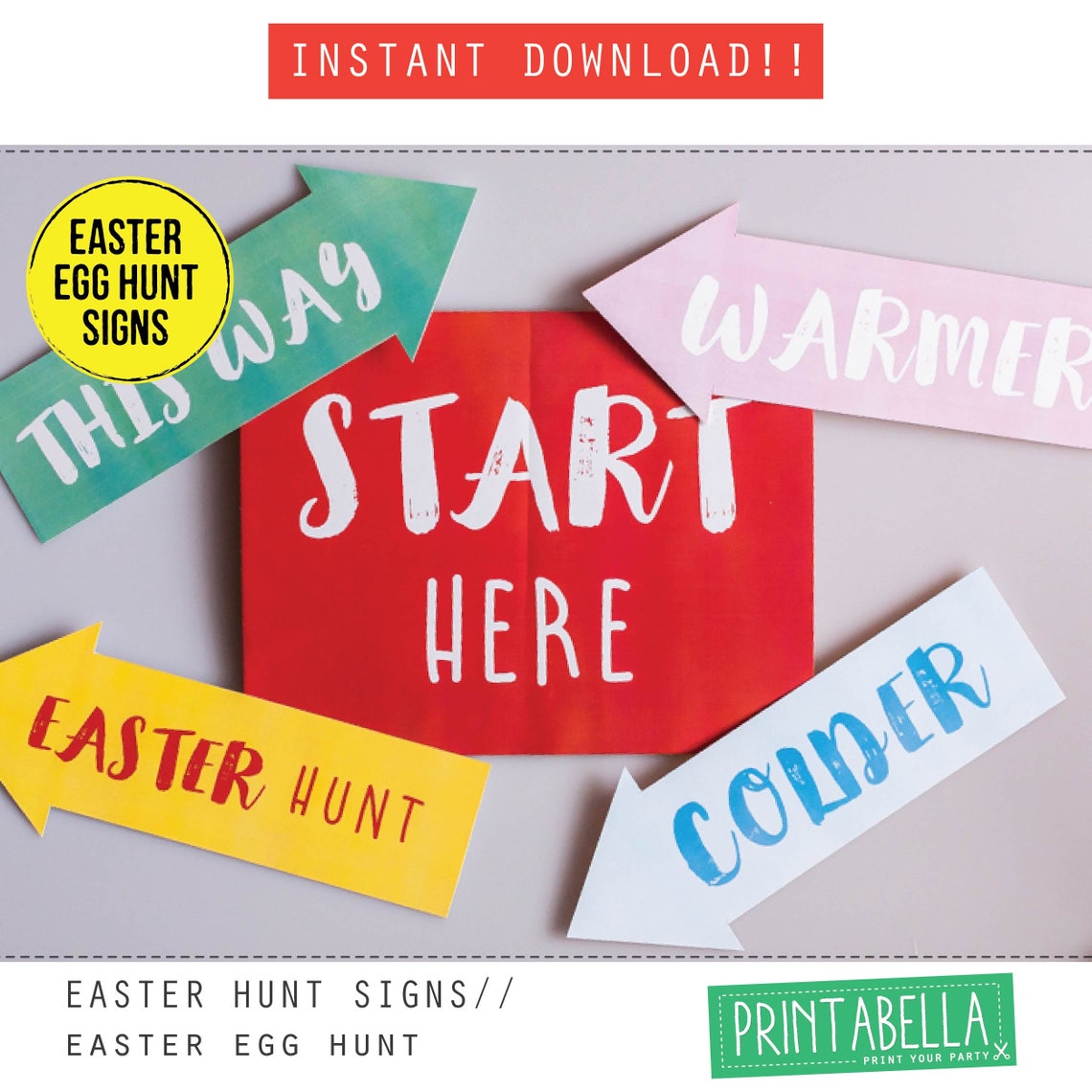 EASTER EGG HUNT Printable Signs Easter Hunt Yard Sign Direction Signs ...