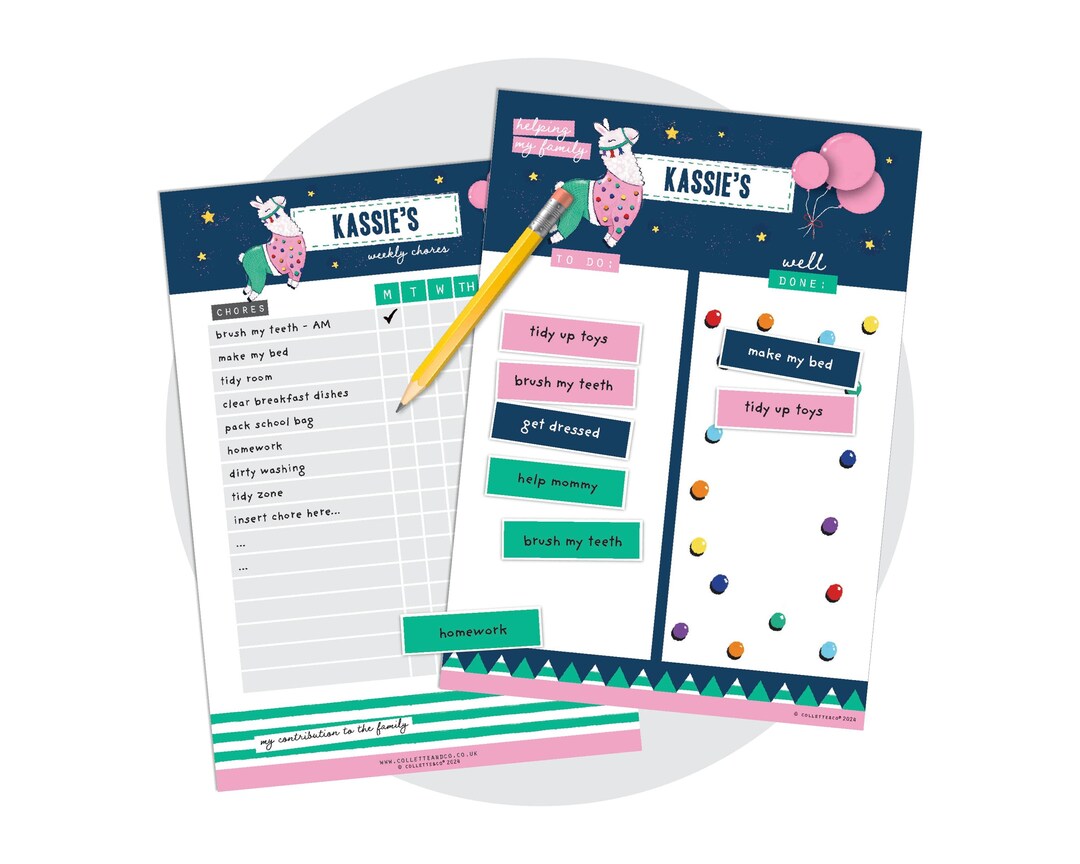 Printable Llama Chore Chart for Kids | Reward Chart & Weekly Planner ...