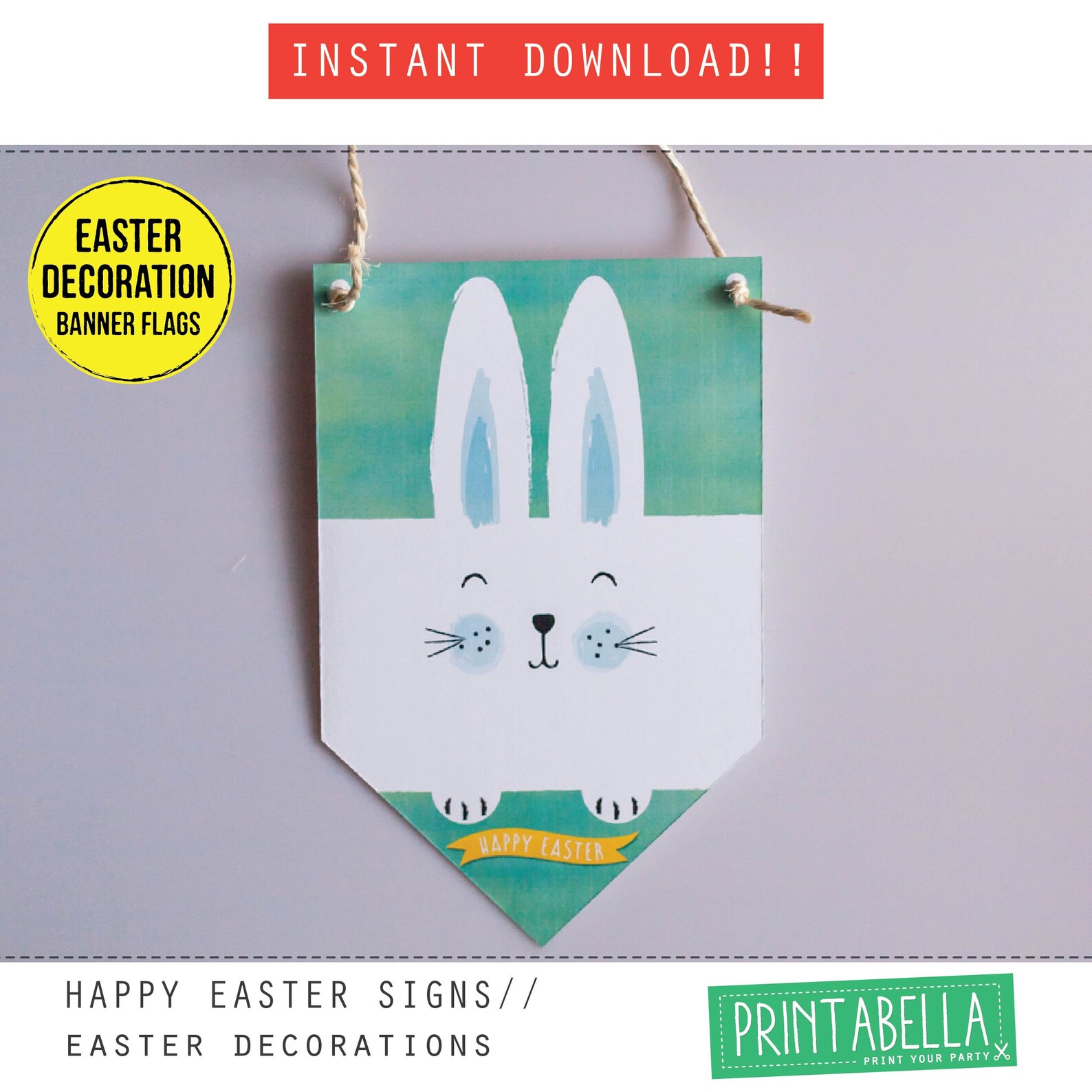 EASTER DECOR Printables Cute Easter Decorations Printable Banner Flags ...
