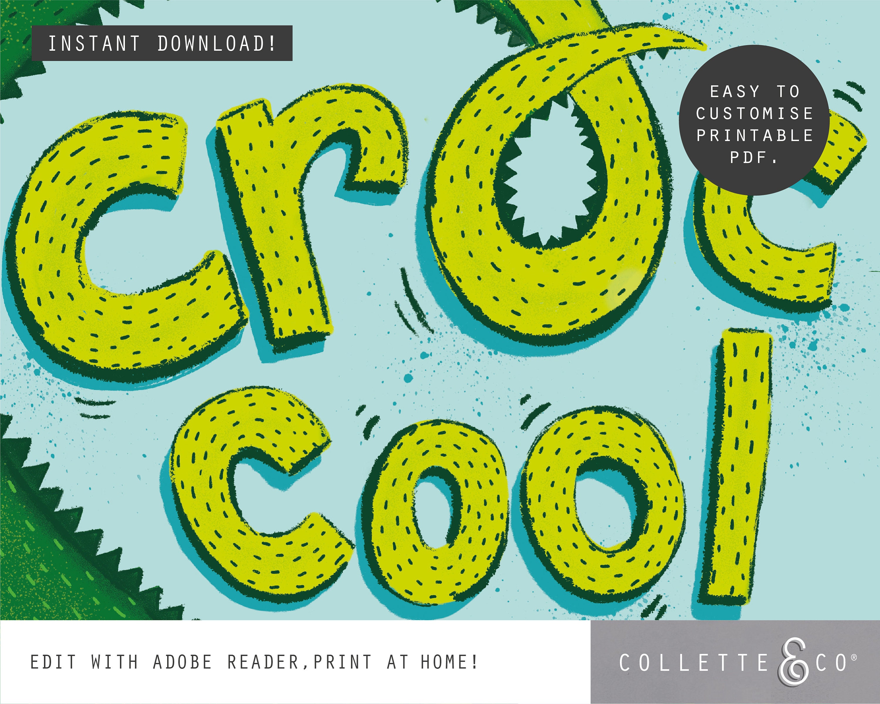 CROC COOL Animal Affirmation Digital Wall Art - Editable Children's ...