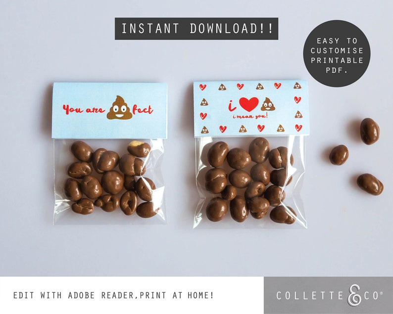VALENTINES DAY Emoji Poop Favors Valentines Cupid Poo Sweetie Bags Who ...
