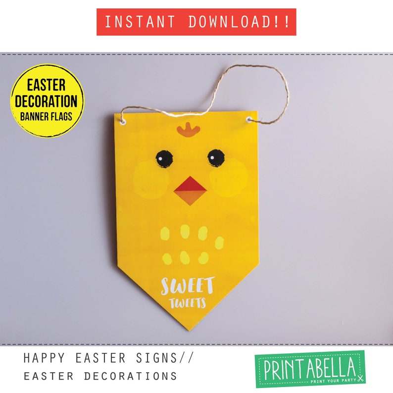 EASTER DECOR Printables Cute Easter Decorations Printable Banner Flags ...