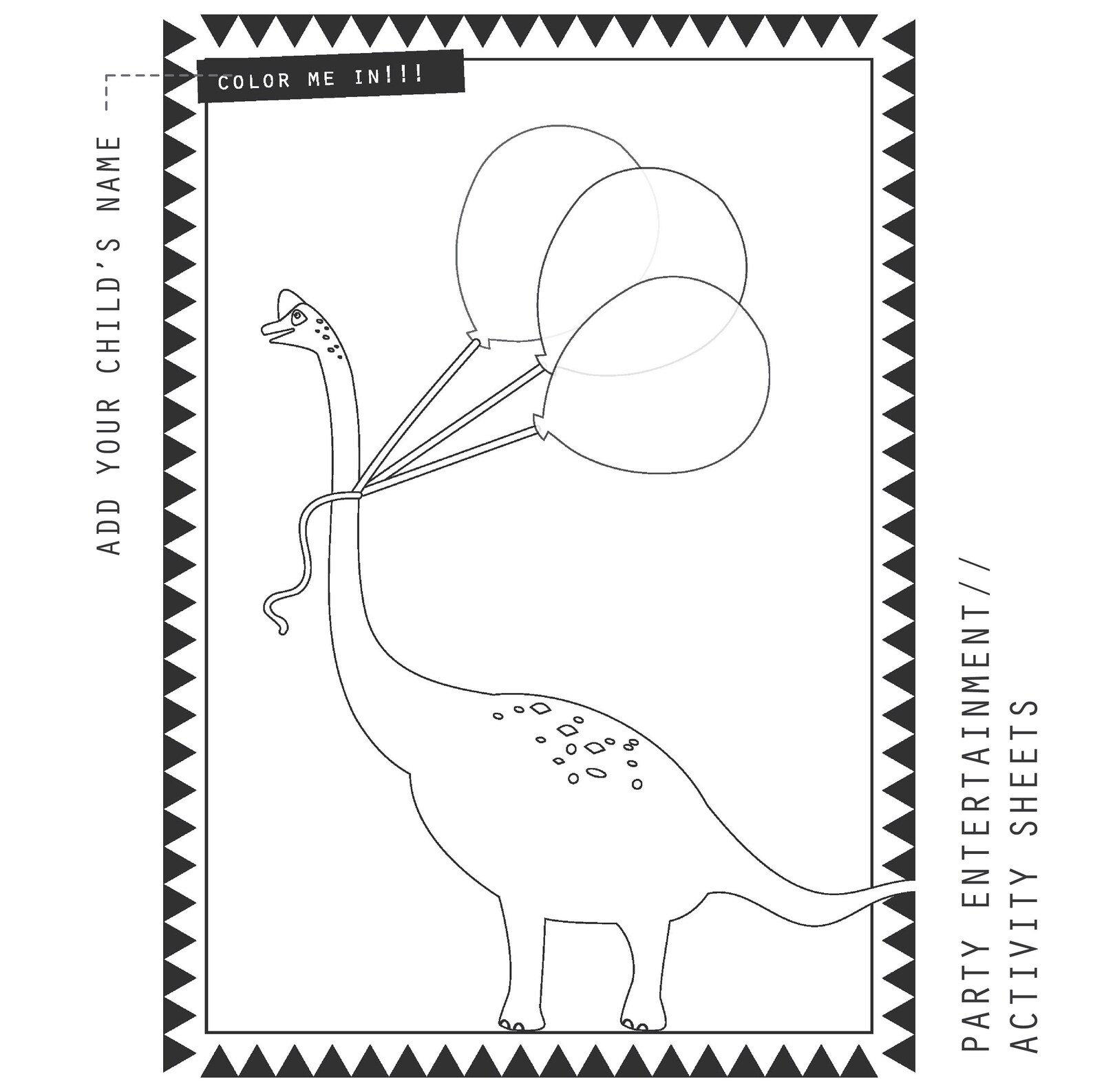 Printable Dinosaur Activity Sheets Party Entertainment Coloring Sheet ...
