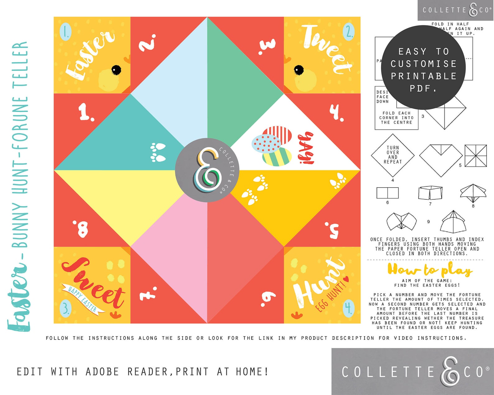 Easter Chick Fortune Teller: Editable Origami Cookie Catcher (digital ...