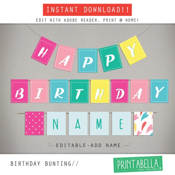 PRINCESS Bunting instant download party printables editable Princess ...