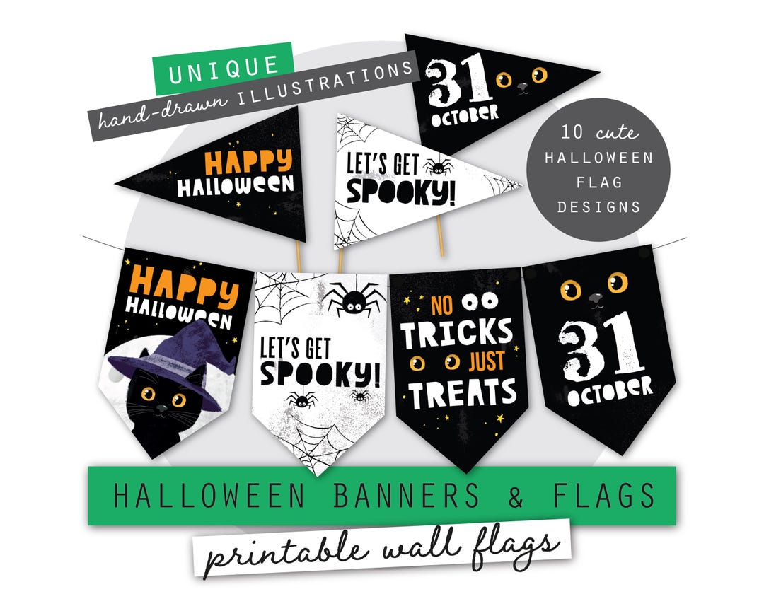 Halloween Printable Banner – DIY Party Flags, Spooky Bunting & Wall ...