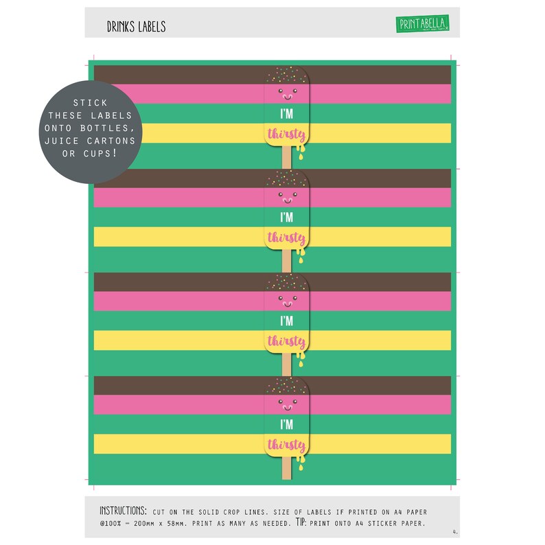 ICE CREAM Printables Party Food Flags Ice-cream Party Straw Flags With ...