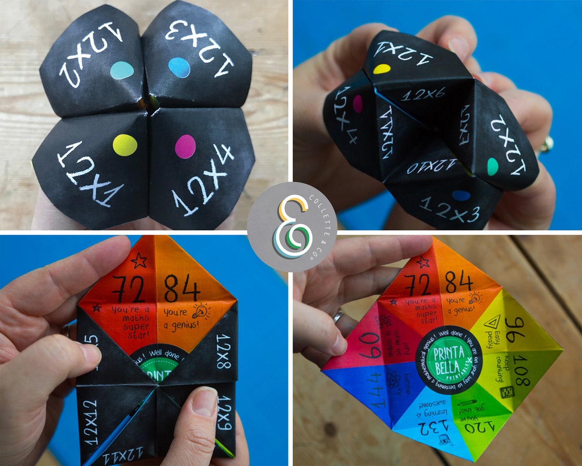 Origami TIMES TABLE Teller 12 Times Tables Paper (Download Now) - Etsy