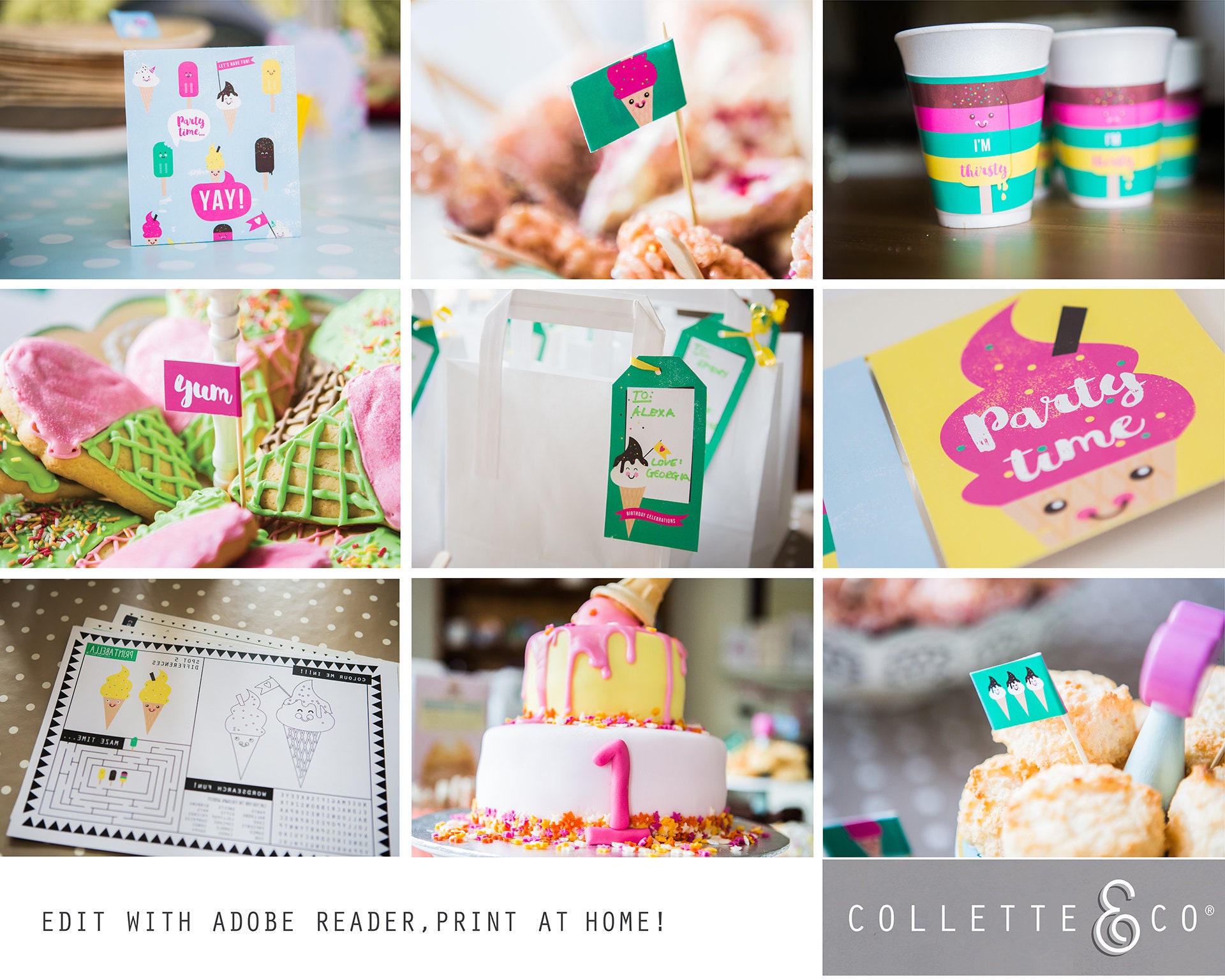 ICE CREAM Party Printables Birthday Bundle Editable Ice Cream ...