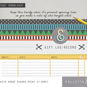 Printable Gift Log Instant Download Gift Tracker for Kids Party Thank ...