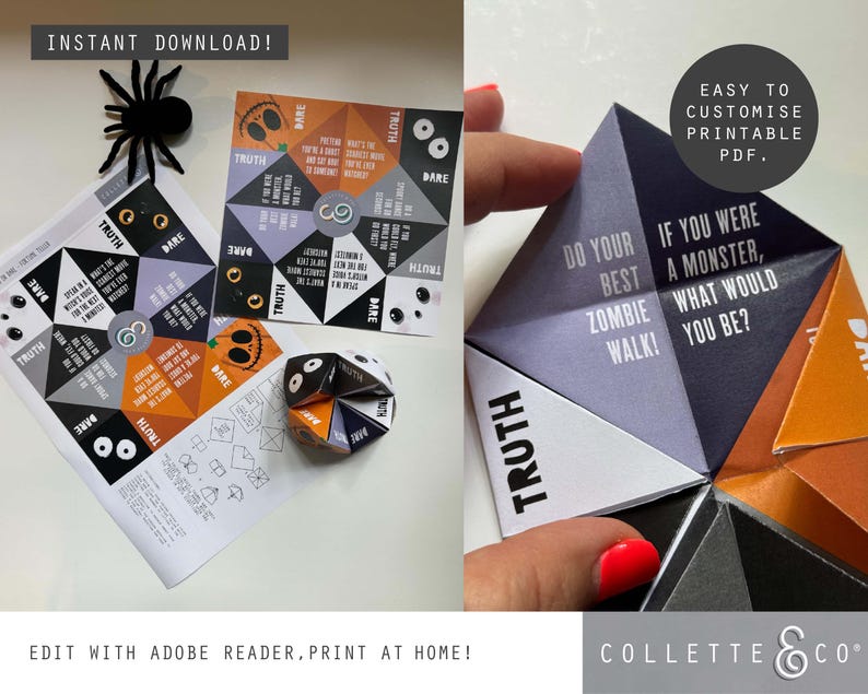 Halloween Fortune Teller Printable – Editable Truth or Dare Cootie ...