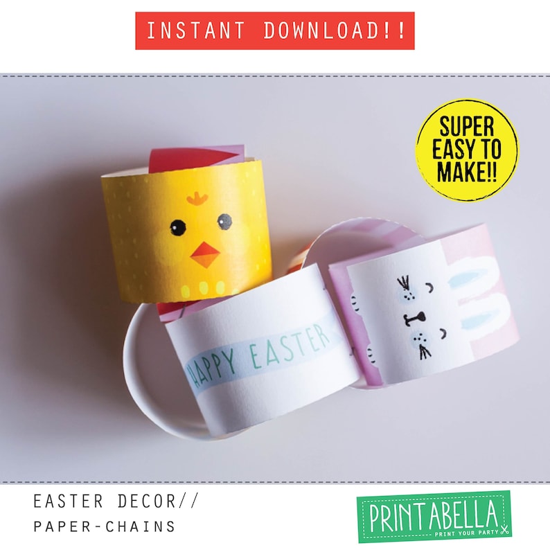 EASTER DECOR Printable Paper Chains Easter Activity for Kids EASTER - Etsy