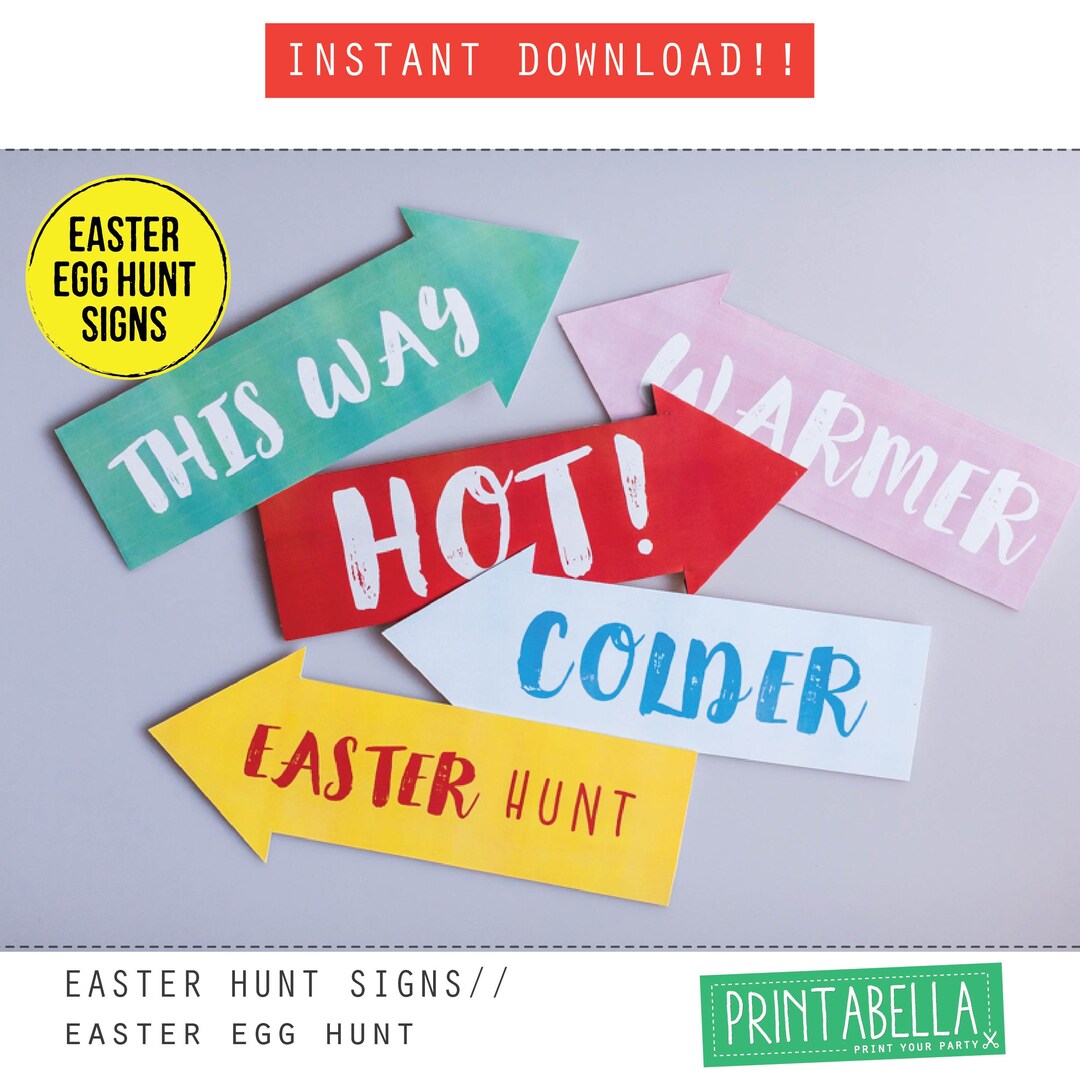 EASTER EGG HUNT Printable Signs Easter Hunt Yard Sign Direction Signs ...