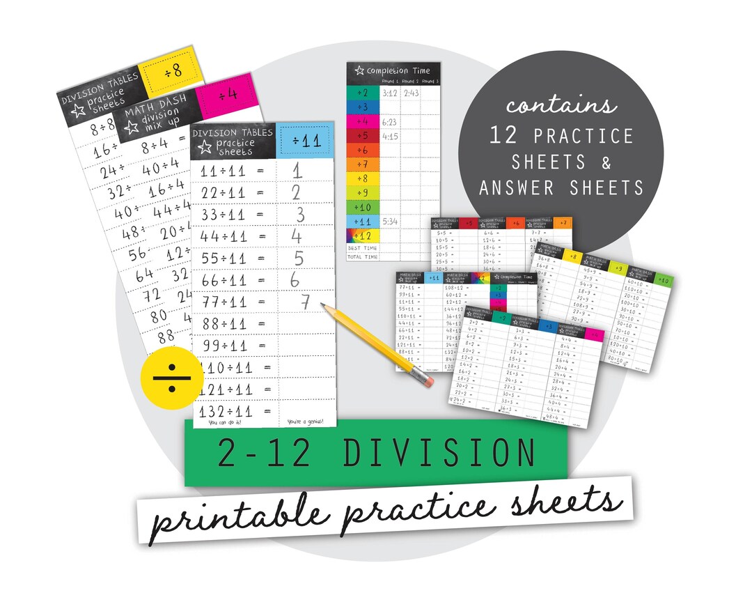 Division Practice Sheets Printable | ÷2 – ÷12 Facts Worksheets | Fun ...