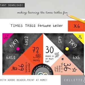 Origami TIMES TABLE Teller 12 Times Tables Paper Fortune Teller Origami ...