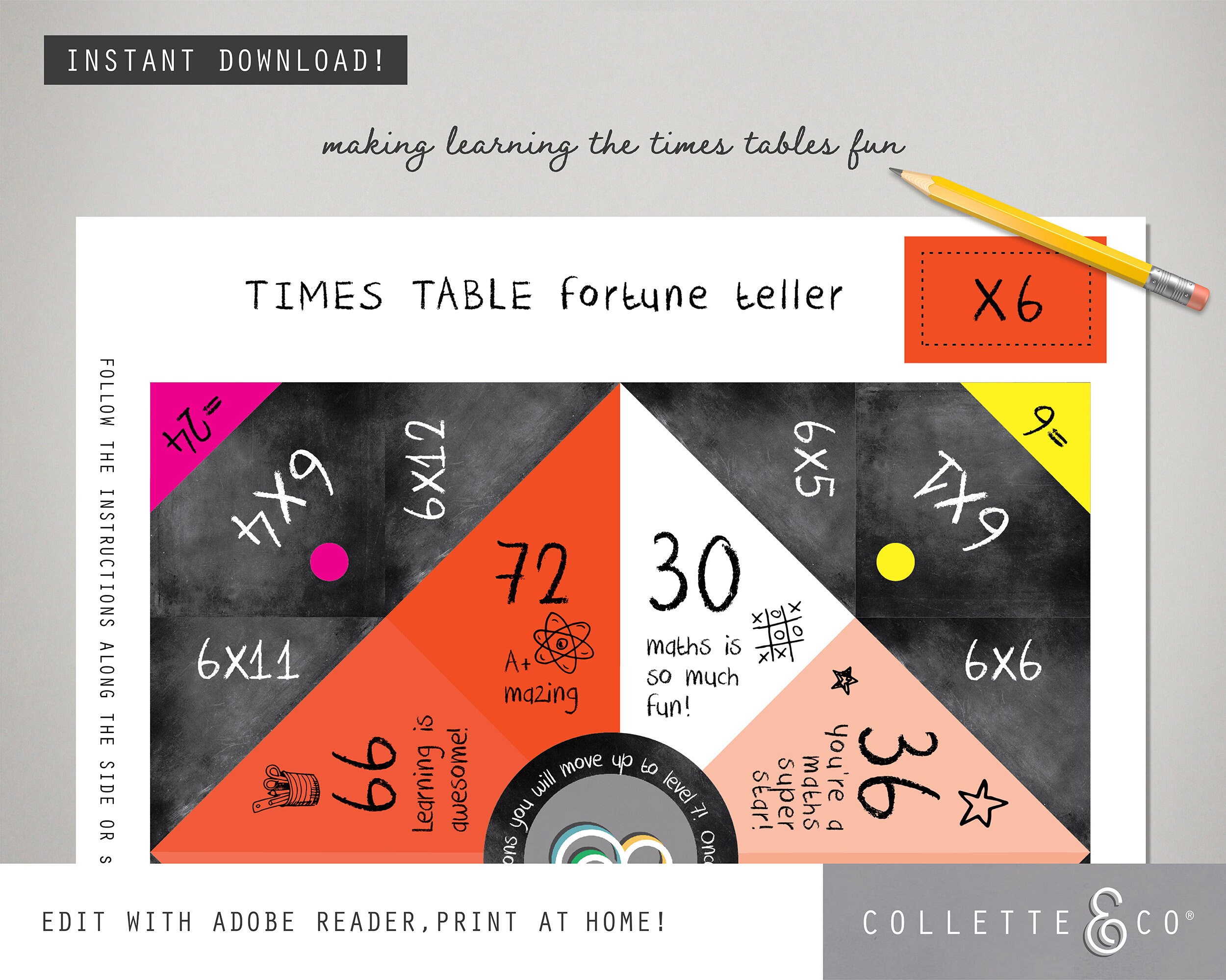 Origami TIMES TABLE Teller 12 Times Tables Paper Fortune Teller Origami ...