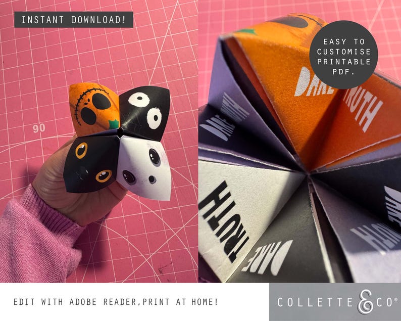 Halloween Fortune Teller Printable – Editable Truth or Dare Cootie ...