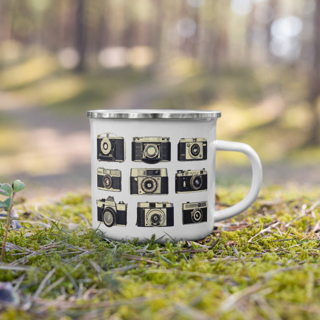 VINTAGE CAMERA Metal Enamel Mug | Gift for Professional Photographer ...