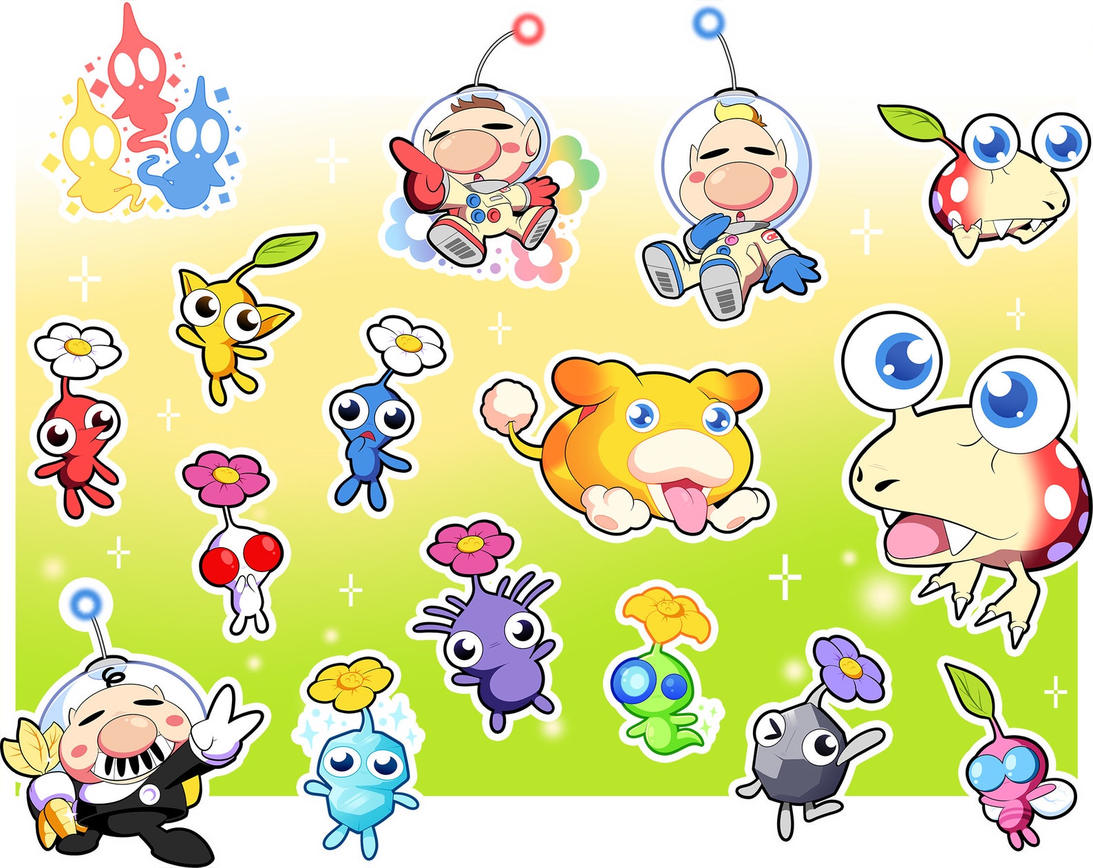 Pikmin Chibi Sticker Set - Etsy