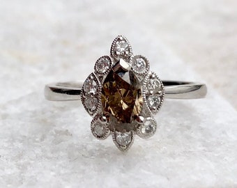 Brown diamond ring | Etsy