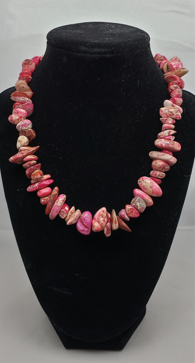 Dark Pink Imperial Jasper Necklace - Etsy