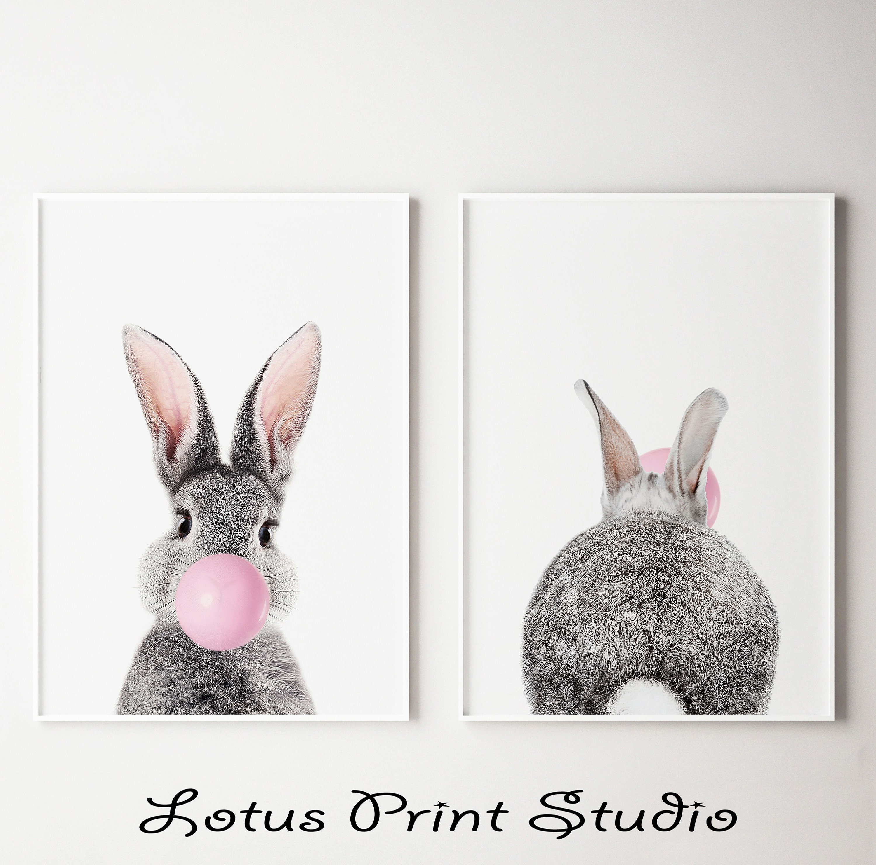 Digital Prints Pink Bunny Wall Art printable digital download Bunny ...