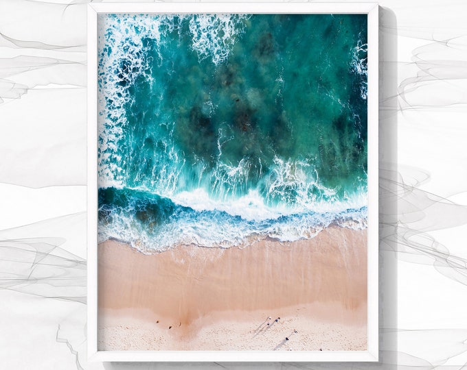 Beach Wall Art Aerial Ocean Print Green Ocean Prints Aerial Etsy