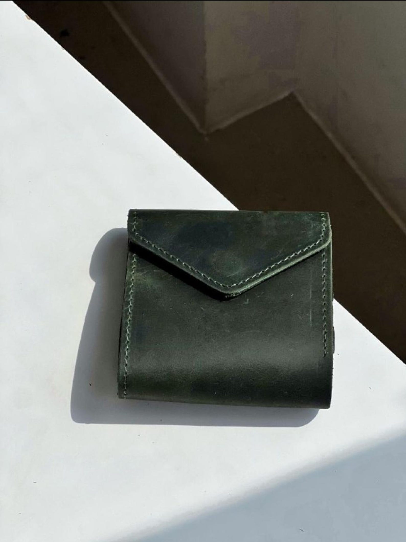 Green Mini Envelope Wallet | Leather Women's Wallet | Small Wallet ...